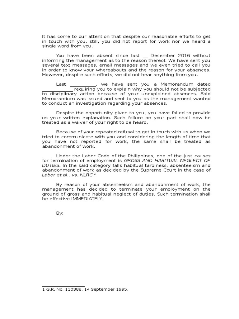 Notice of Termination - Pro Forma | PDF