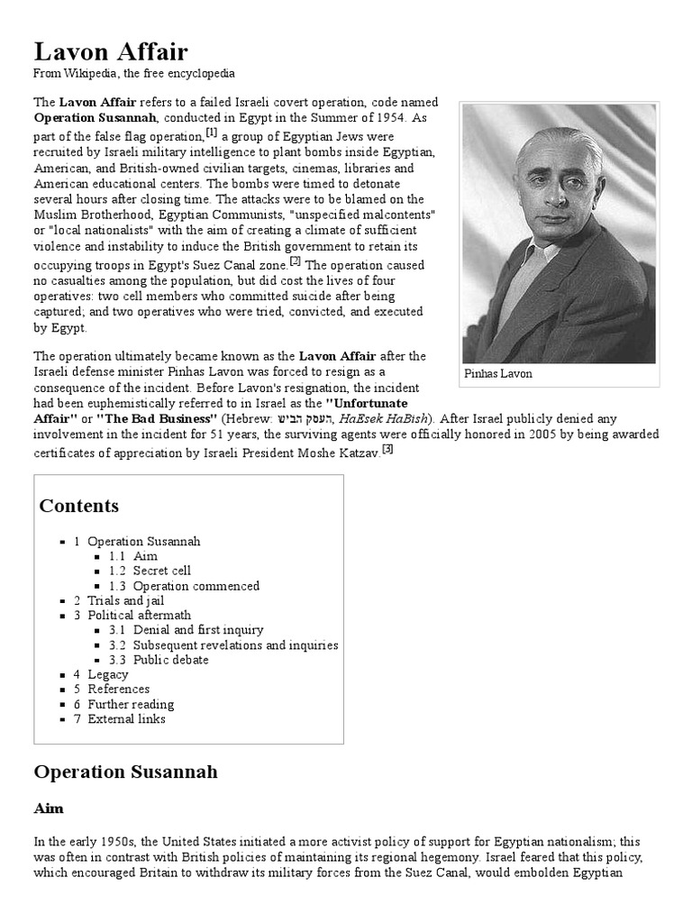 Lavon Affair - Wikipedia | Politics Of Israel | Israel