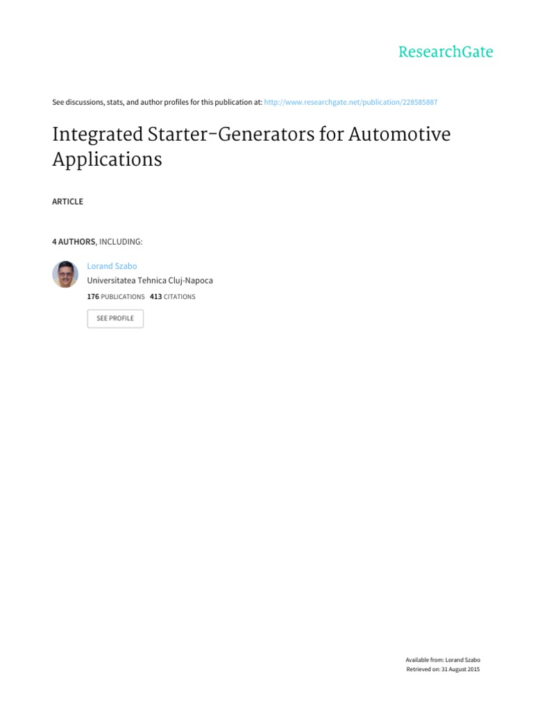 Integrated Starter Generator | PDF | Hybrid Electric Vehicle | Electric ...
