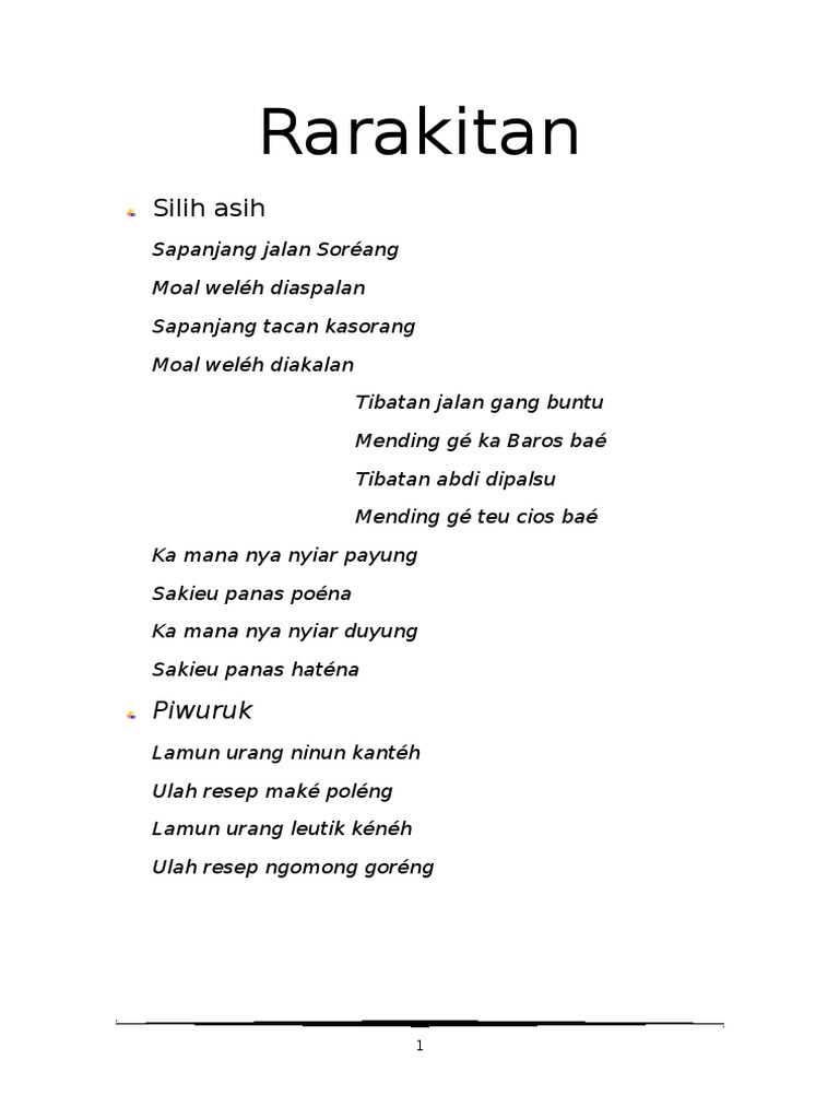 Rarakitan Silih Asih: Sisindiran Sunda | PDF