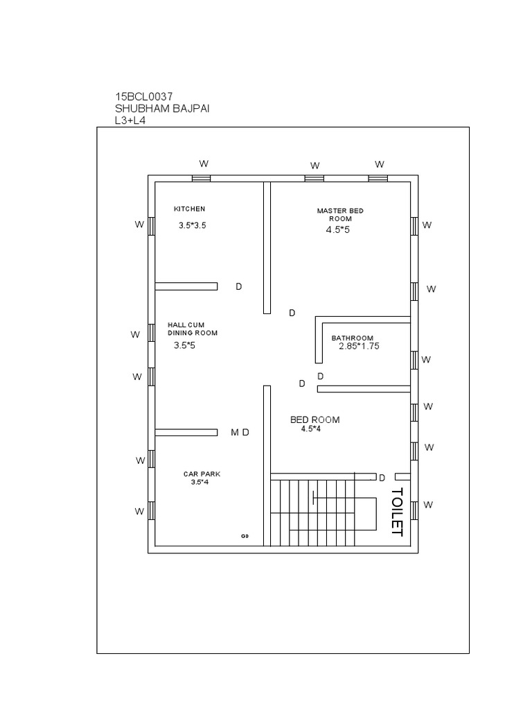 Floor plan layout for a 3 bedroom apartment with dimensions | PDF