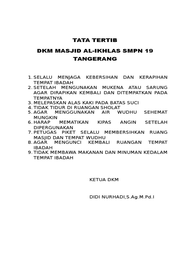 Tata Tertib DKM | PDF