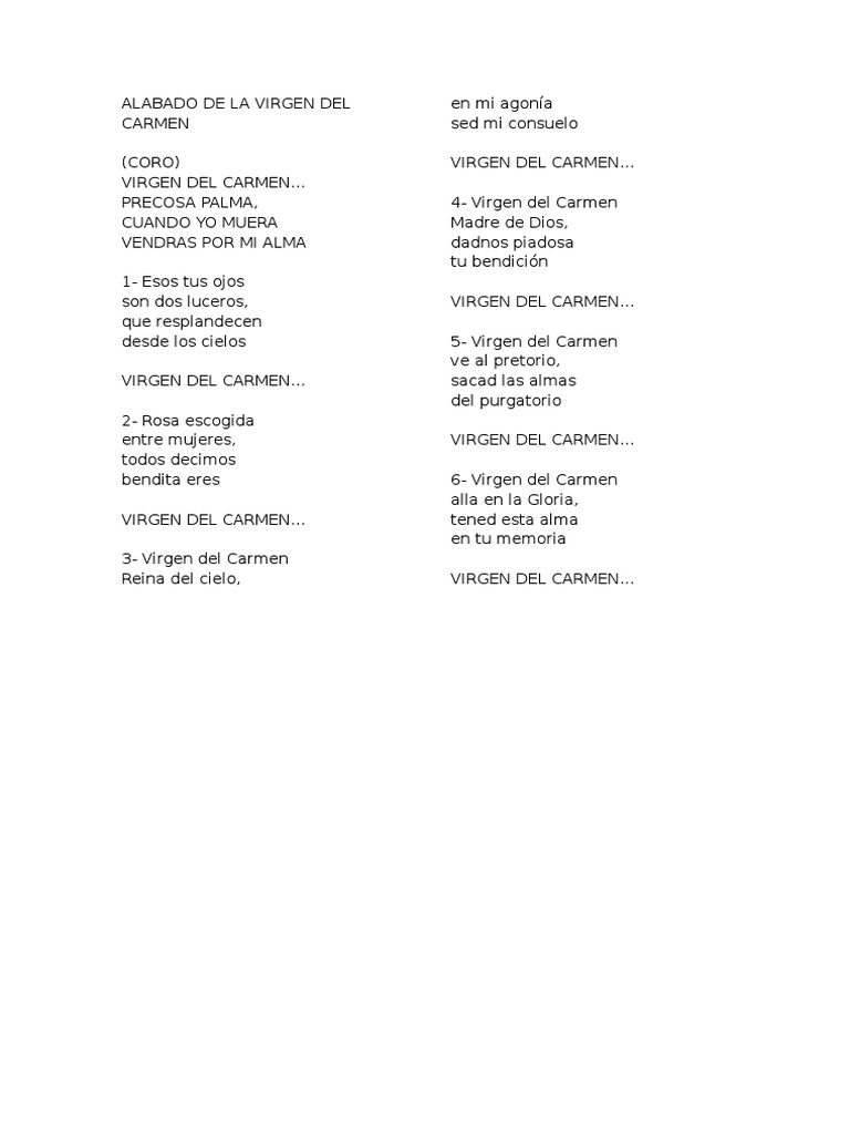 Alabado de La Virgen Del Carmen