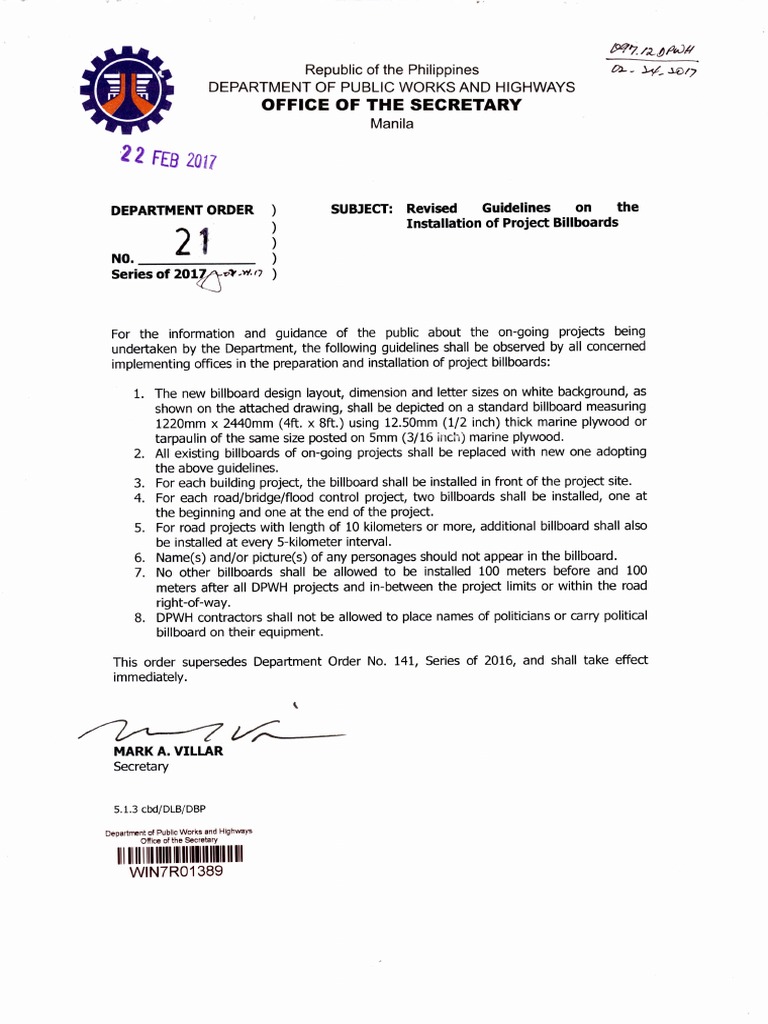 DO - 021 - s2017 Revised Guidelines Billboardpdf | Download Free PDF | Billboard | Transport