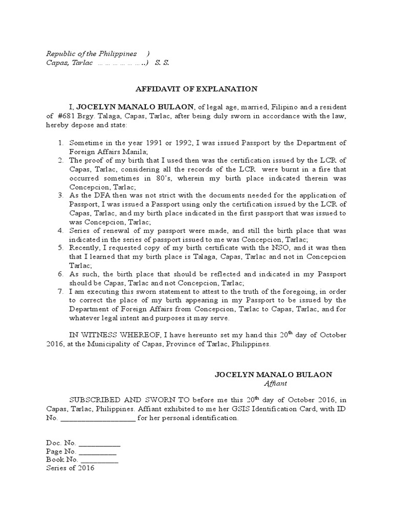Affidavit of Discrepancy | PDF