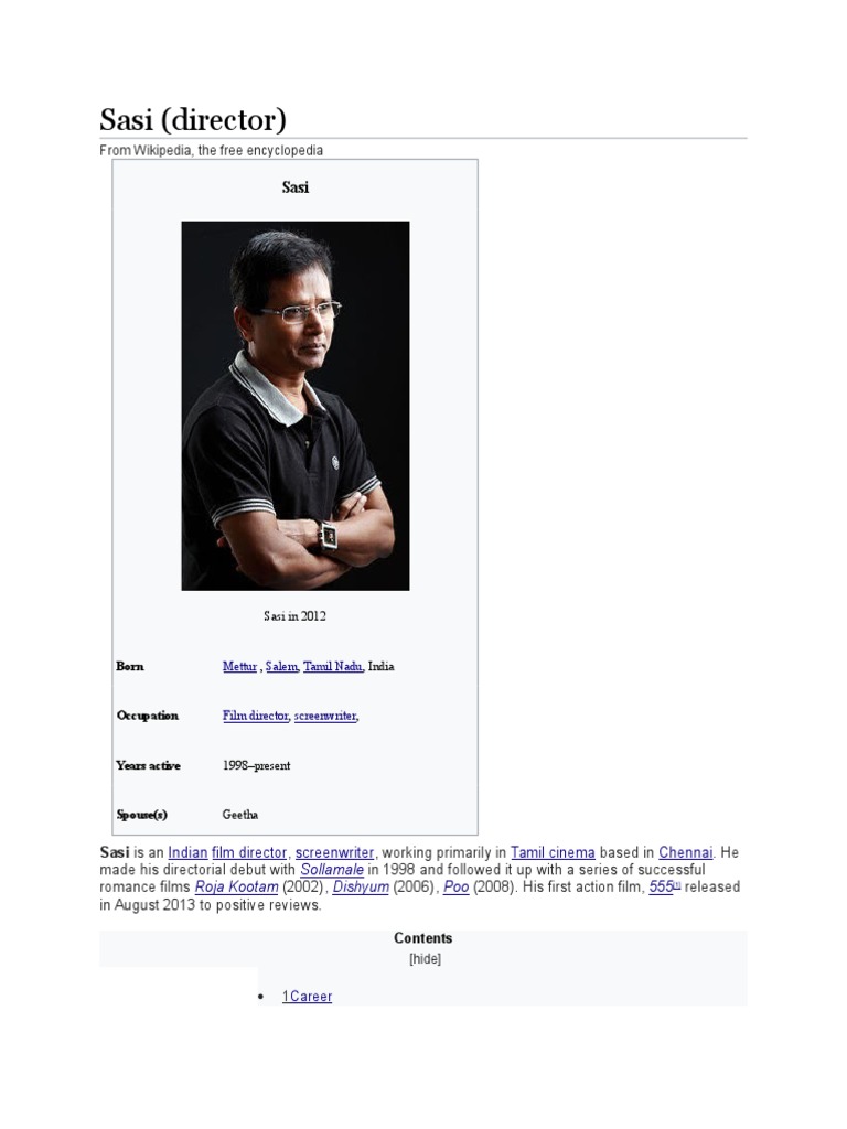 Sasi (Director) : From Wikipedia, The Free Encyclopedia | PDF | Cinema ...