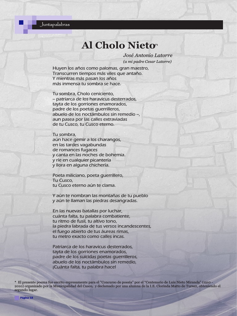 Poema Al Cholo Nieto | PDF