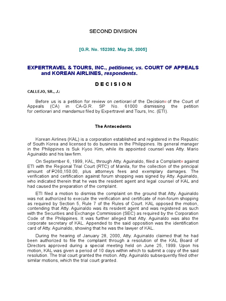 Expertravel & Tours, Inc | PDF | Pleading | Complaint