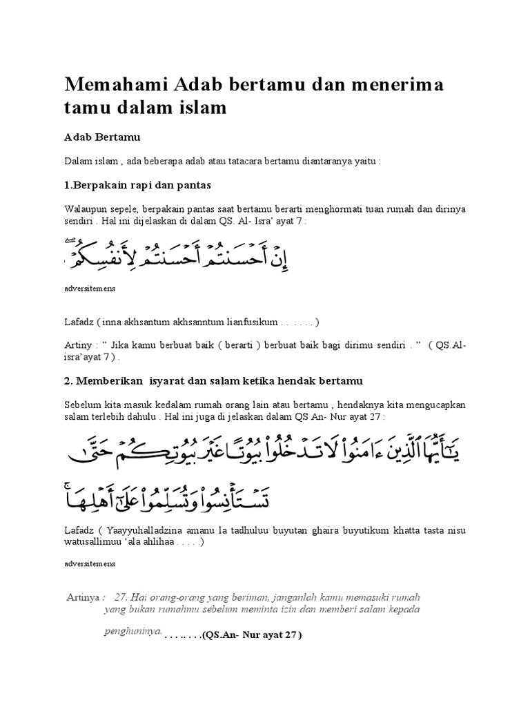 Adab Bertamu dan Menerima Tamu | PDF