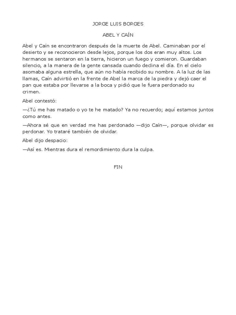 Jorge Luis Borges: Abel y Caín | PDF | Caín y Abel | Cristianismo