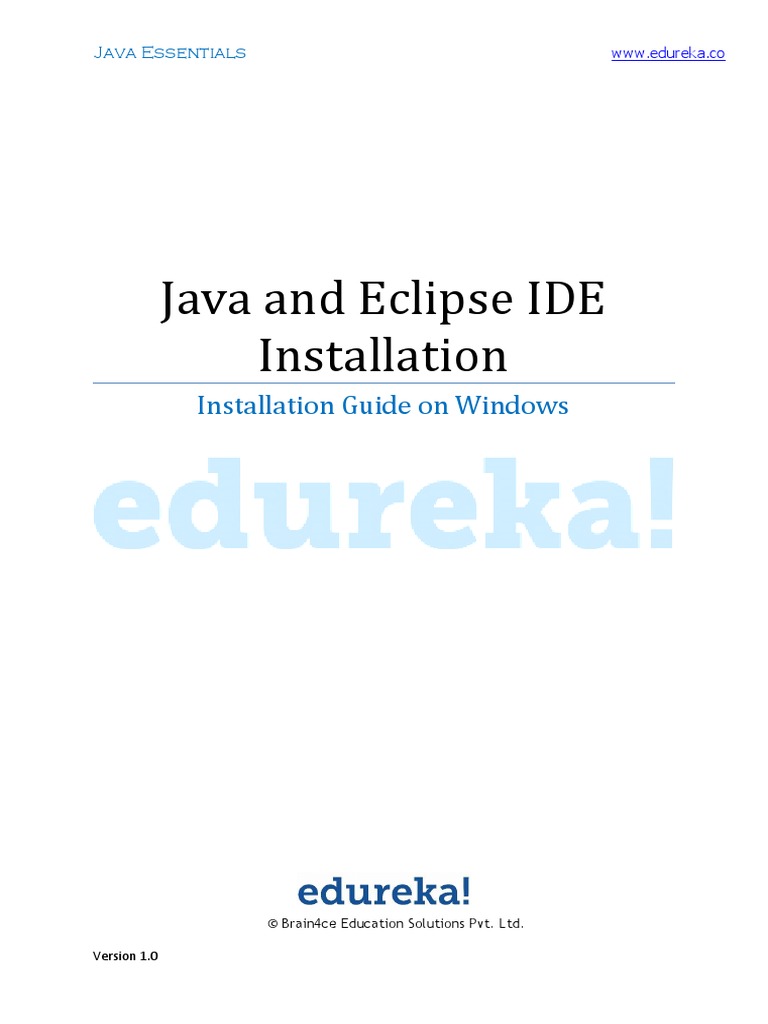 Java and Eclipse IDE Installation: Installation Guide On Windows | PDF | Eclipse (Software ...
