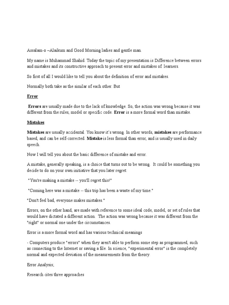 Errors And Mistakes Presentation 5662 Pdf Data Analysis Errors