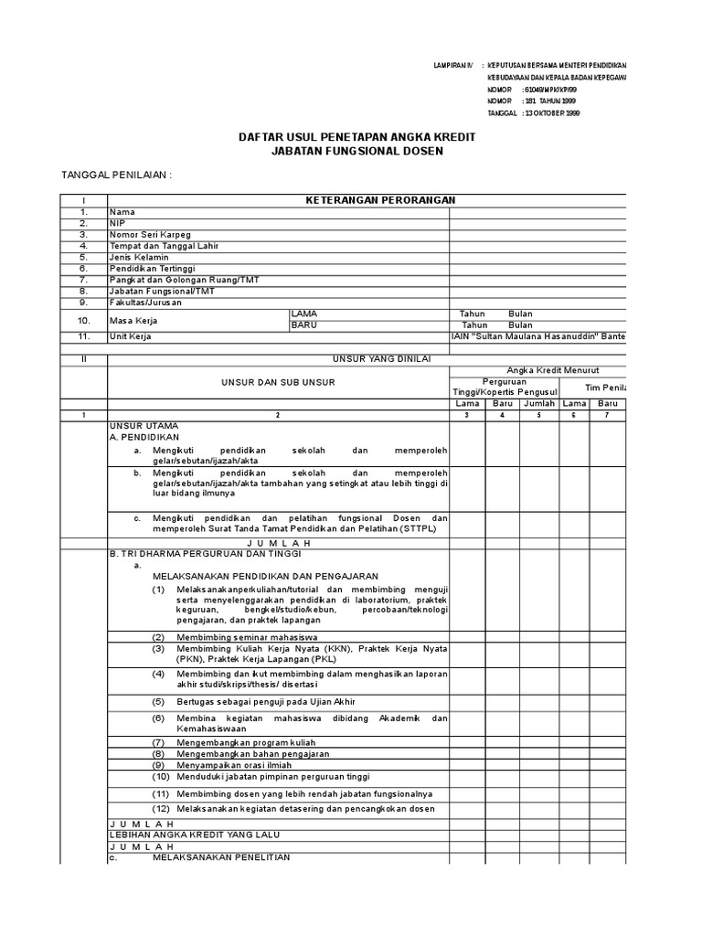 Format Dupak | PDF | Karier & Perkembangan