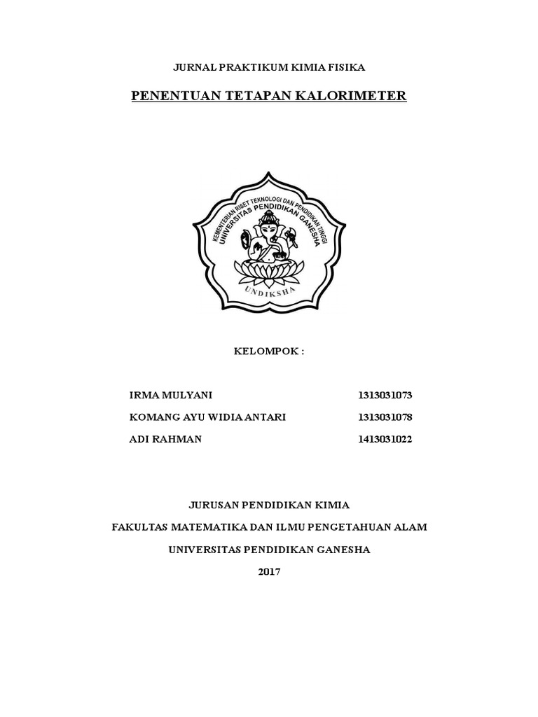 Jurnal Tetapan Kalorimeter | PDF