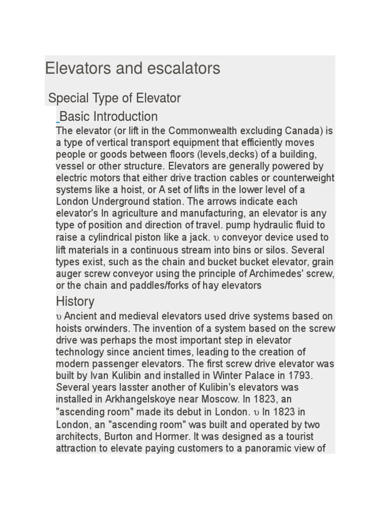 Elevators and Escalators Case Study | PDF | Escalator | Elevator