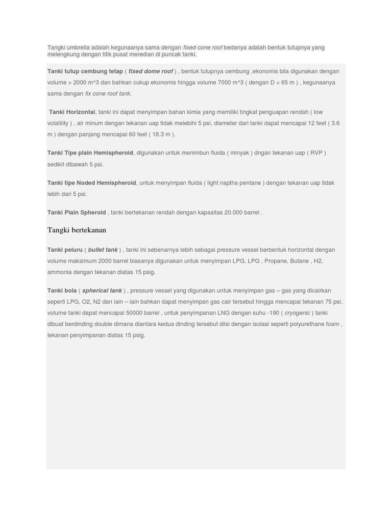 Tangki Umbrella Adalah Kegunaanya Sama Dengan | PDF
