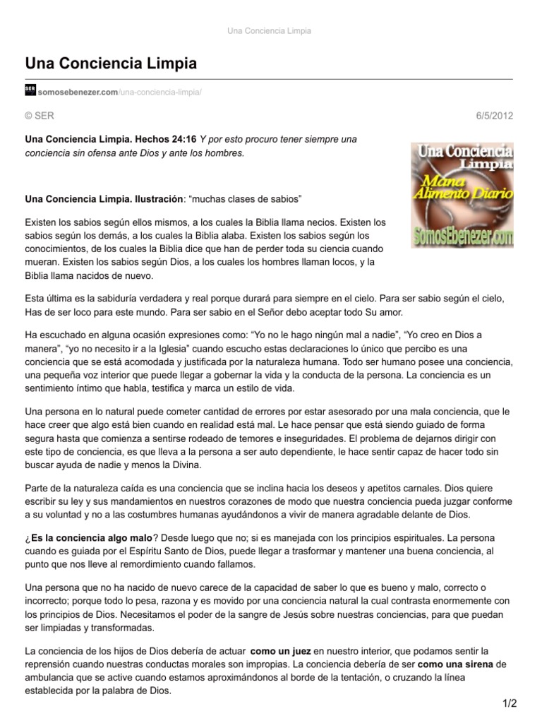 Una Conciencia Limpia | PDF | Conciencia | Dios