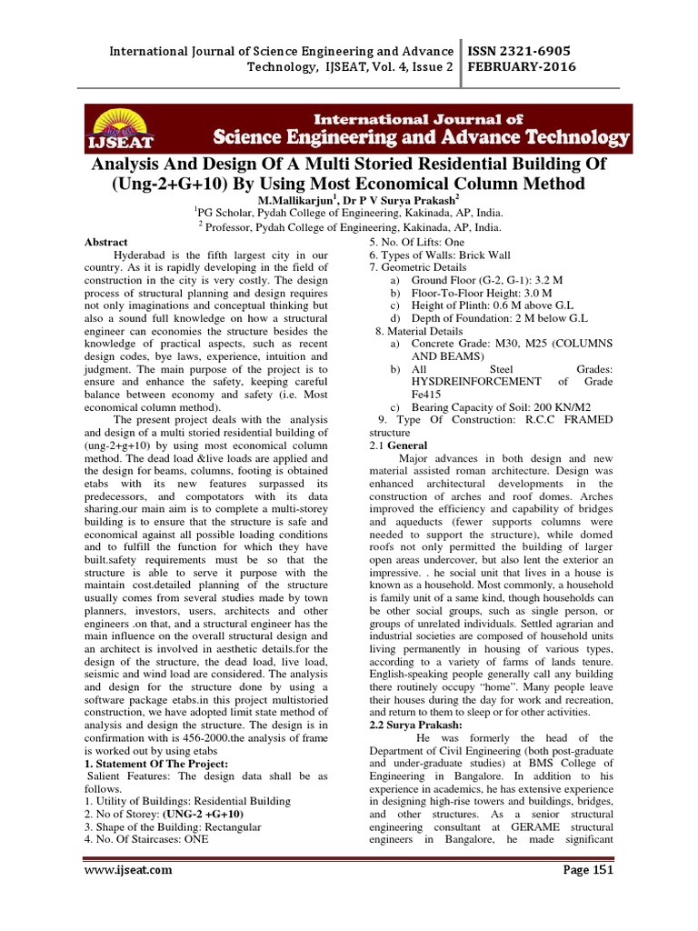 Analysis and Design of A Multi Storied Residential Building of (Ung-2 ...
