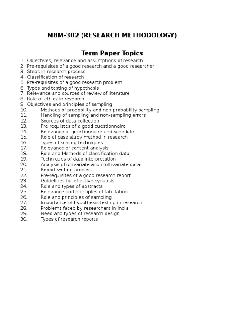 Research Methodology Topics | PDF