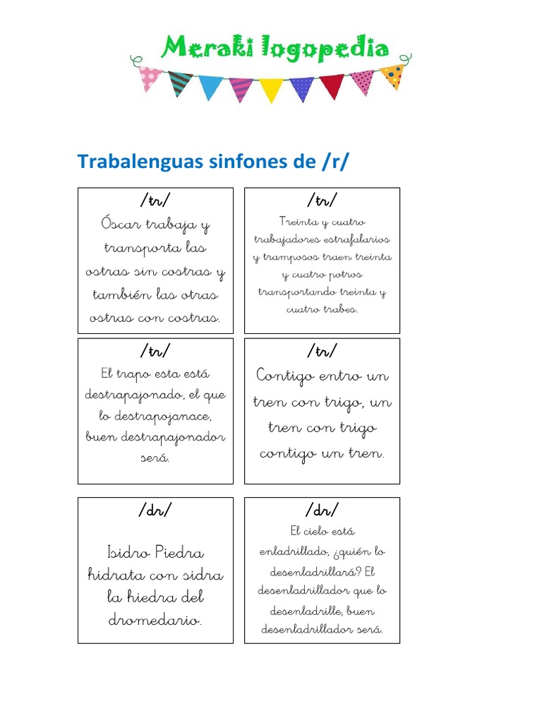 Trabalenguas con Sinfones de /r/ | PDF | Lingüística
