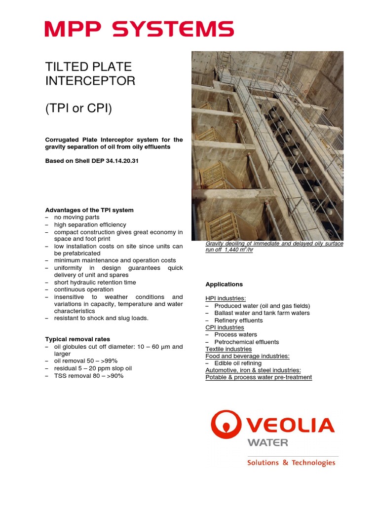 Tilted Plate Interceptor (TPI or CPI) | PDF | Chemical Engineering ...