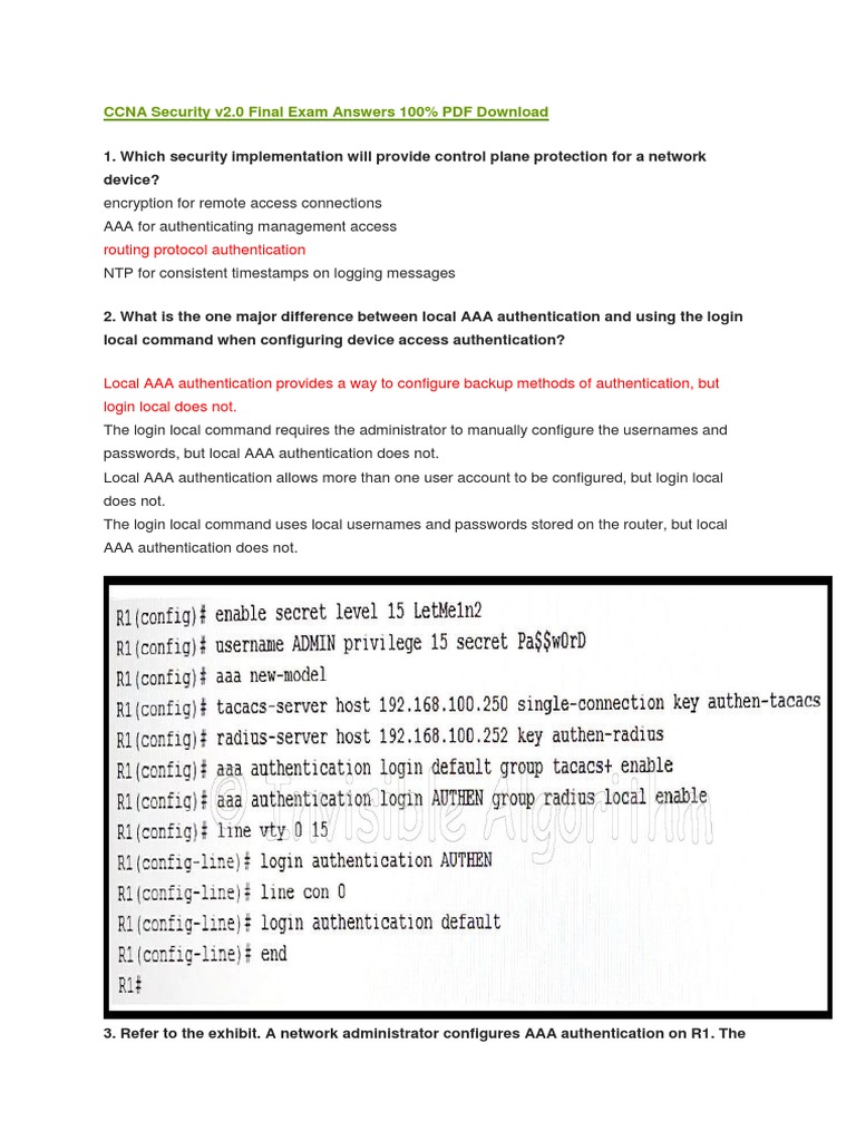 CCNA Security v2.0 Final Exam Answers 100% PDF Download: Routing ... CCNA Security v2.0 Final Exam Answers 100% PDF Download: Routing ...