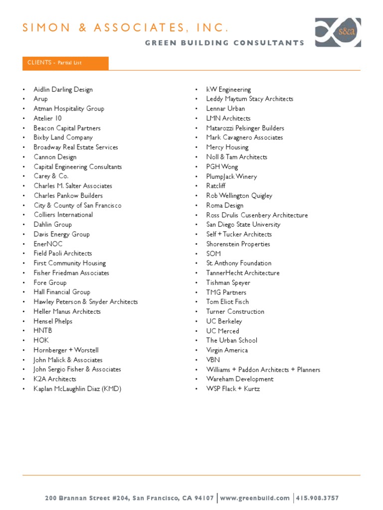 Client List | PDF | Architect | Real Estate Law
