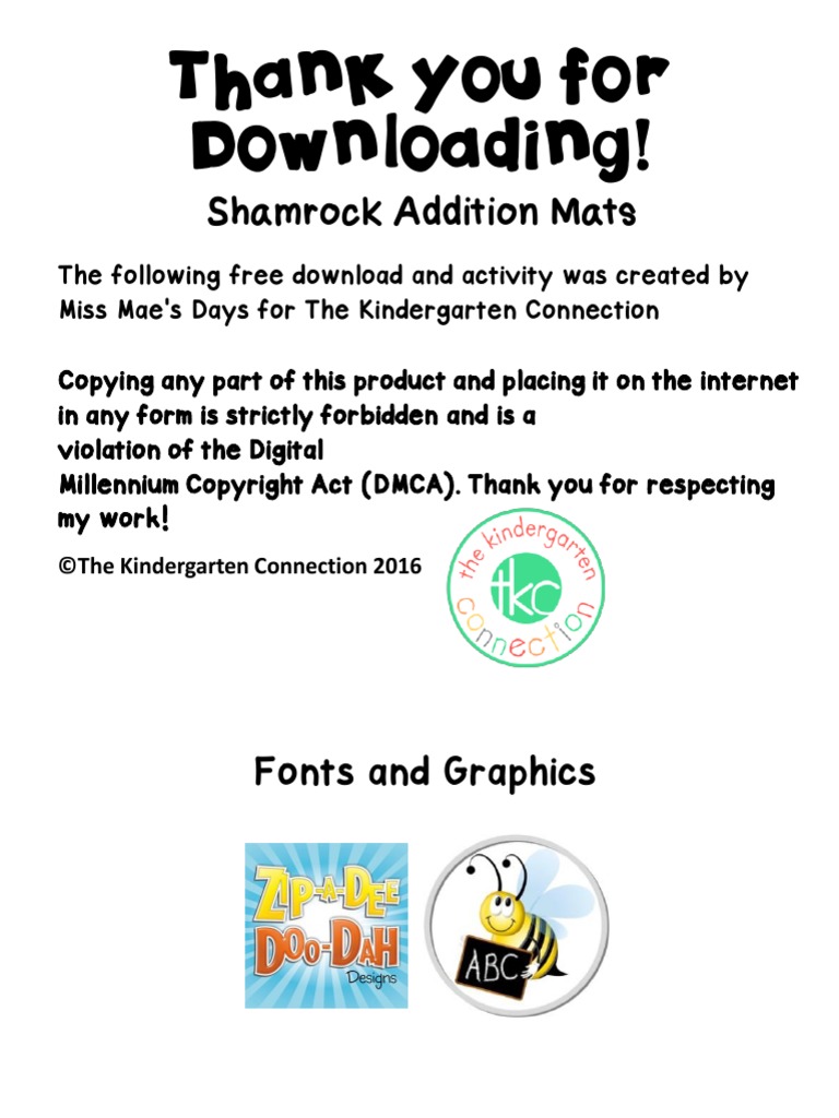 Shamrock Addition and Subtraction Mats | PDF