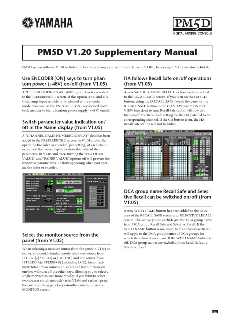 Yamaha PM5D Supplementary Manual | PDF | Parameter (Computer Programming) | Input/Output