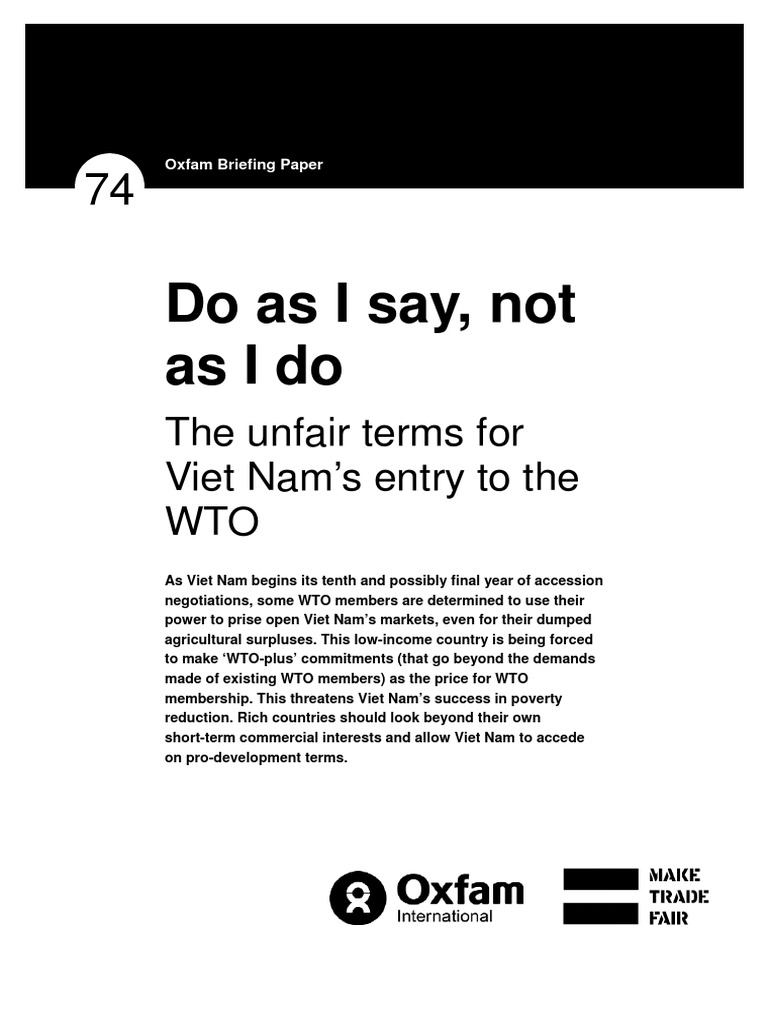 Do As I Say, Not As I Do: The Unfair Terms For Viet Nam's Entry To The ...