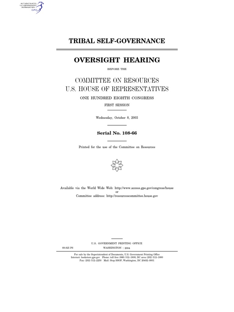 House Hearing, 108TH Congress - Tribal Self-Governance | PDF | Native ...