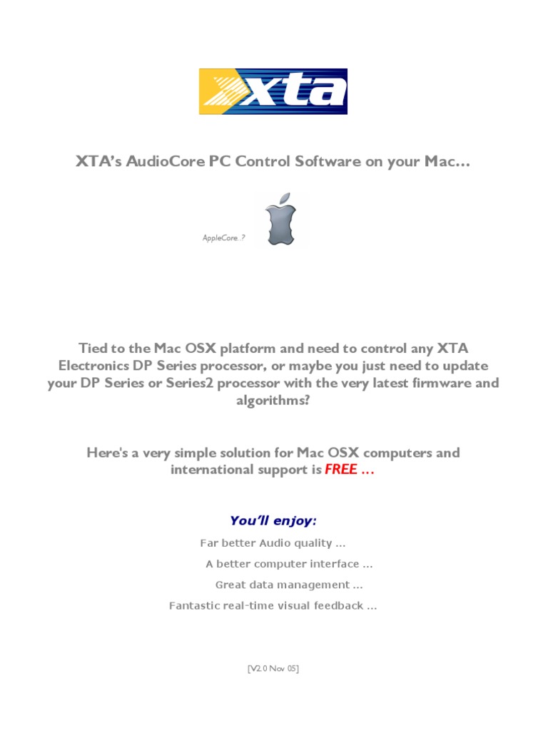 XTA AudioCore PC Control Software For Mac | PDF | Macintosh | Mac Os