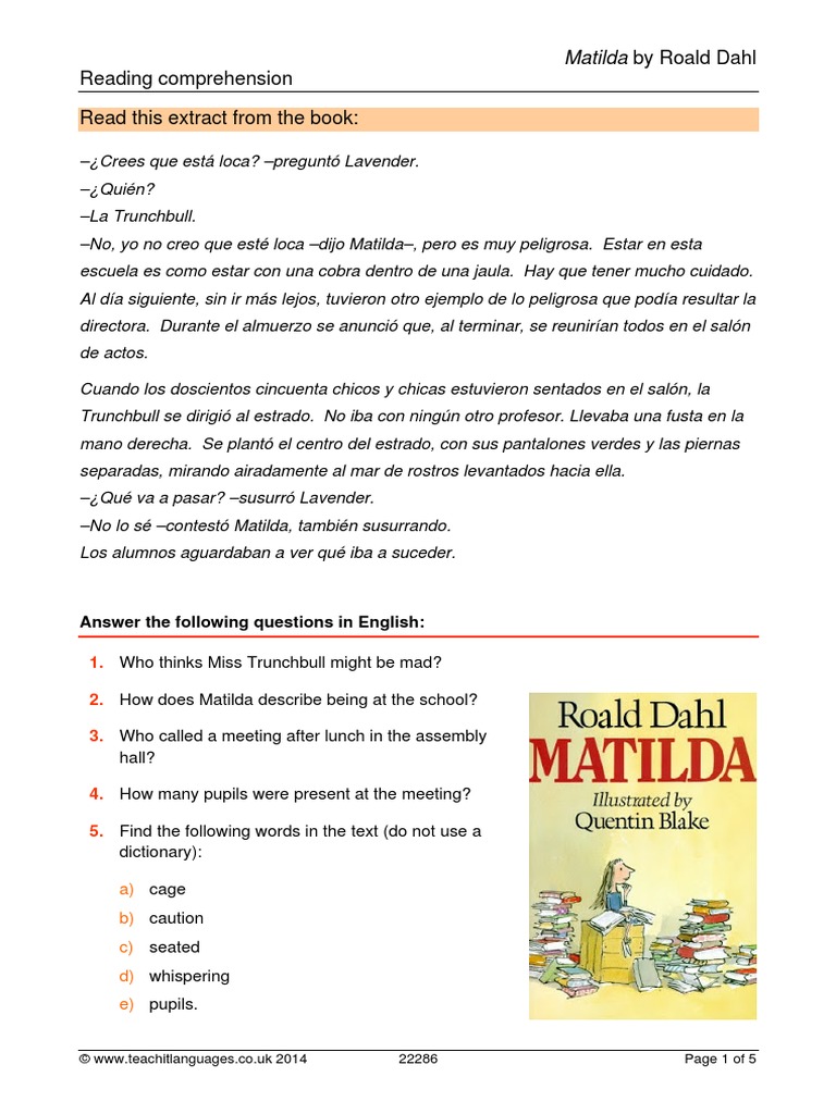 Preguntas Libro Matilda | PDF