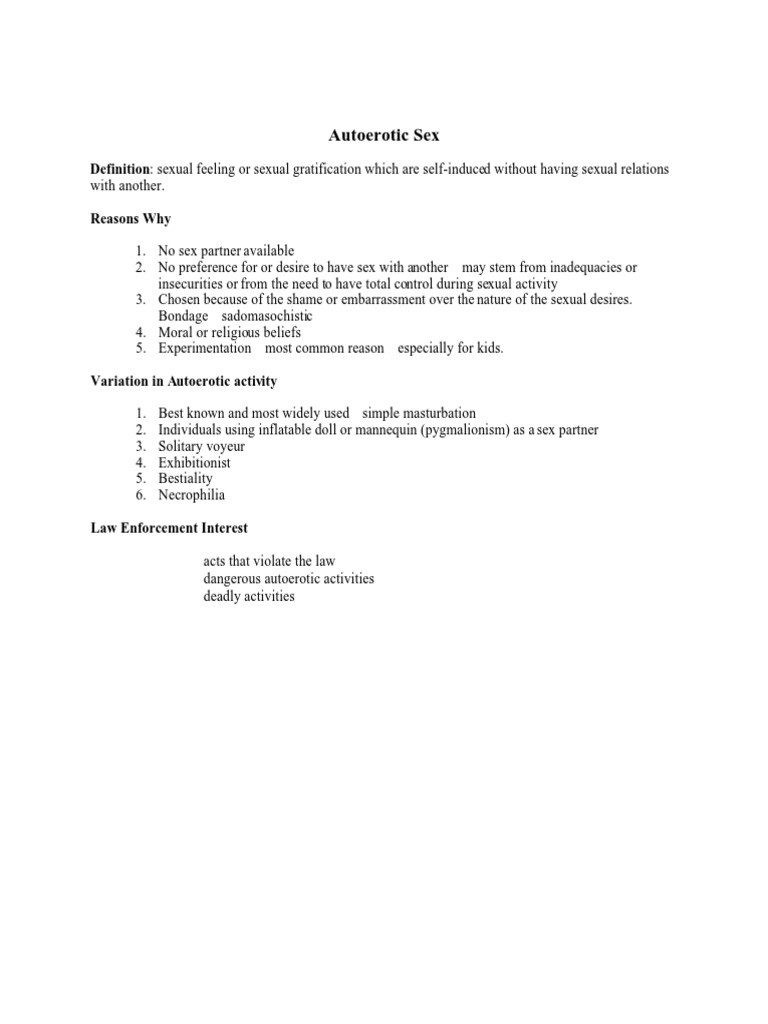 Autoerotic Sex Definition Sexual Feeling Or Sexual Gratification