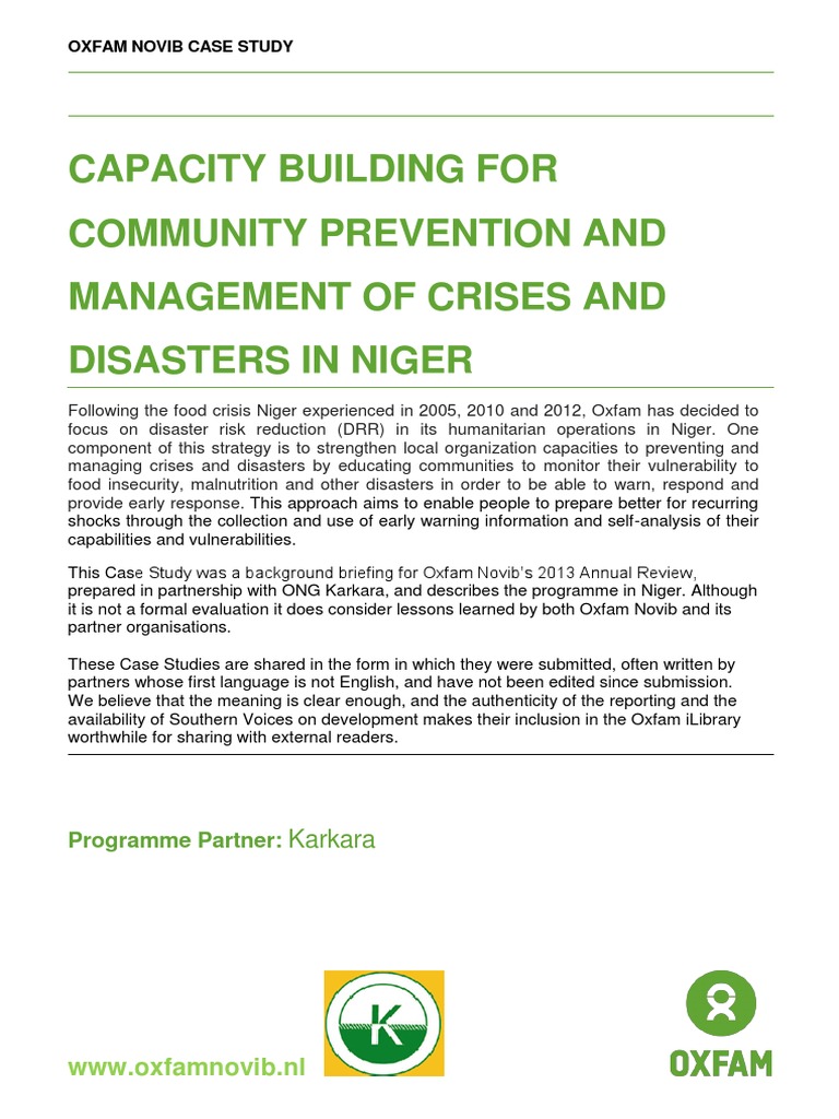 Capacity Building for Community Prevention and Management of Crises and ...