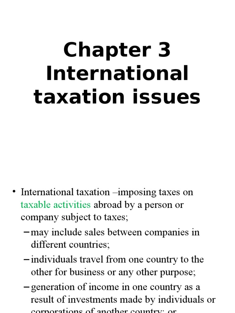 International Taxation Issues | PDF | Double Taxation | International ...
