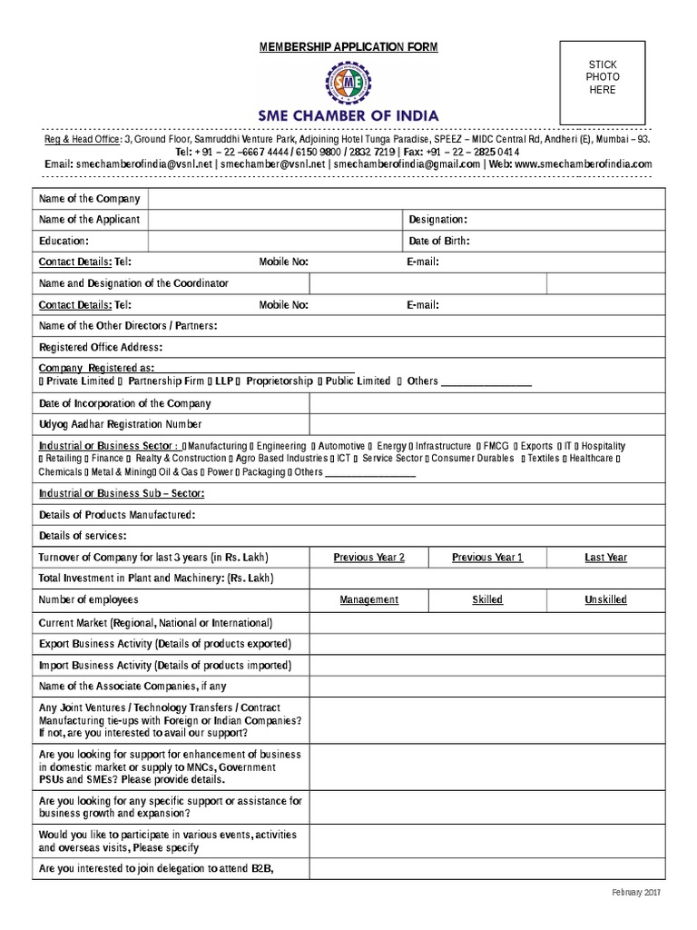 Chamber of Commerce Membership Form | PDF | Cheque | Business