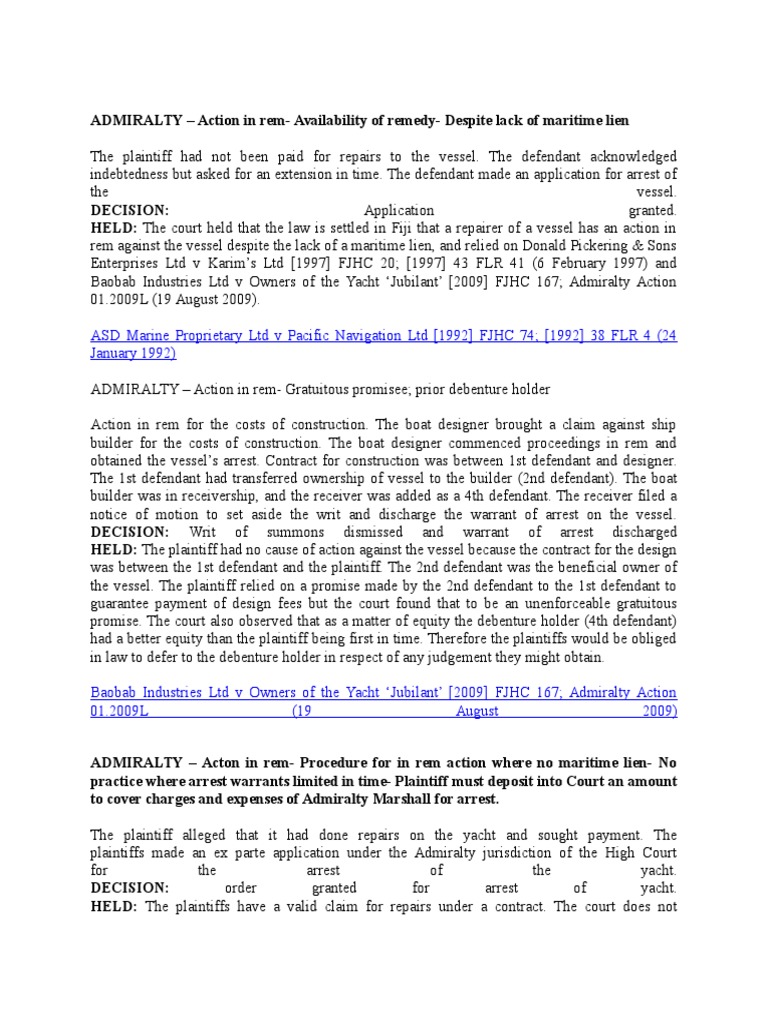 ASD Marine Proprietary LTD V Pacific Navigation LTD (1992) FJHC 74 ...