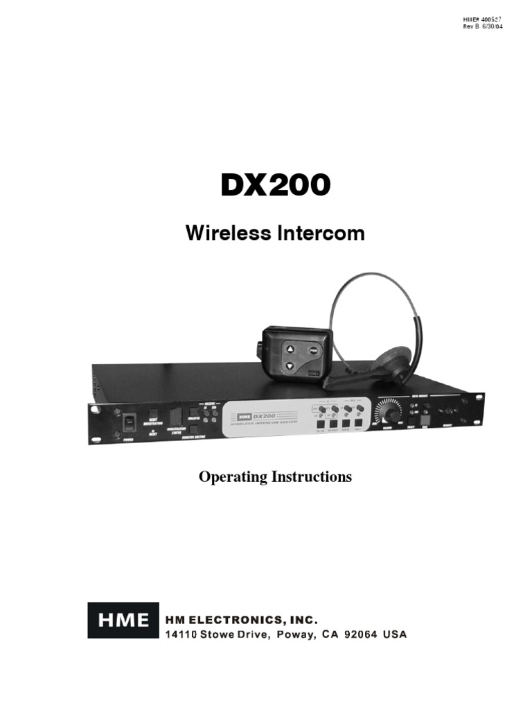 HME DX200 User Guide | PDF | Battery Charger | Electrical Connector