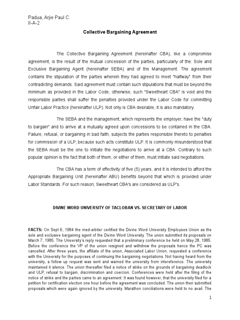 Collective Bargaining Agreement | PDF | Collective Bargaining | Strike ...