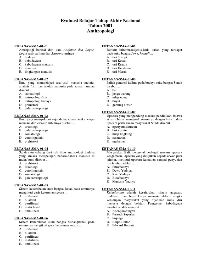 Anthro 2001 PDF | PDF