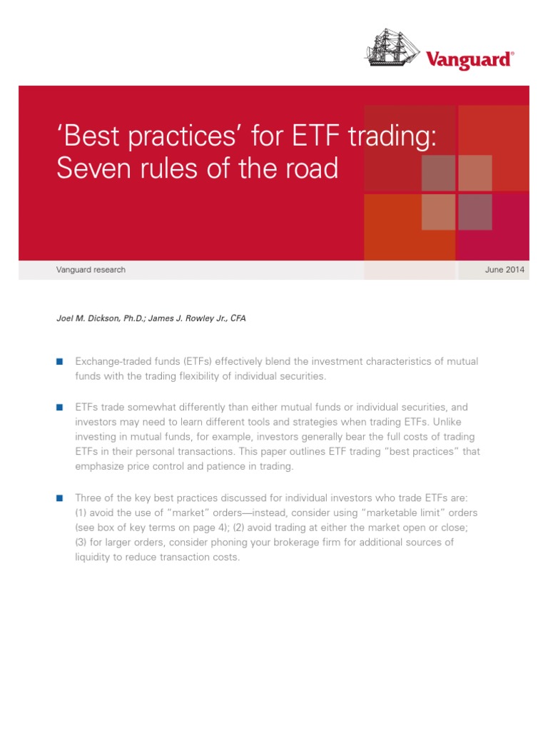 Vanguard Best Practices For ETFs | PDF | Order (Exchange) | Exchange ...