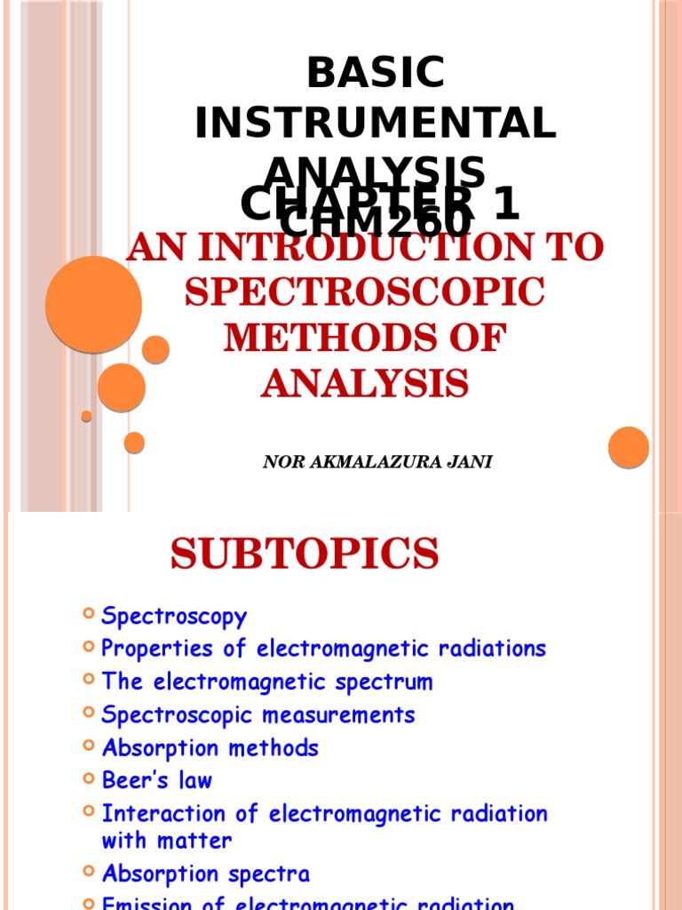 Basic Instrumental Analysis CHM260: An Introduction To Spectroscopic ...