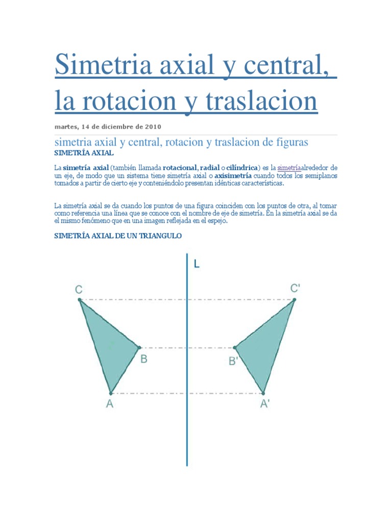 Simetria Axial y Central | PDF | Rotación | Geometría Simetria Axial y Central | PDF | Rotación | Geometría
