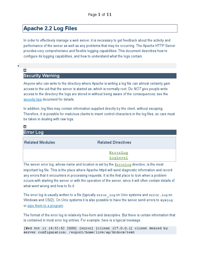 Apache 2.2 Log Files | PDF | Hypertext Transfer Protocol | Web Server