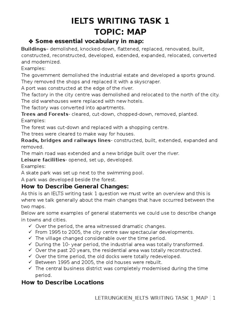 Ielts Writing Task 1 - Map | PDF | Buildings And Structures | Business
