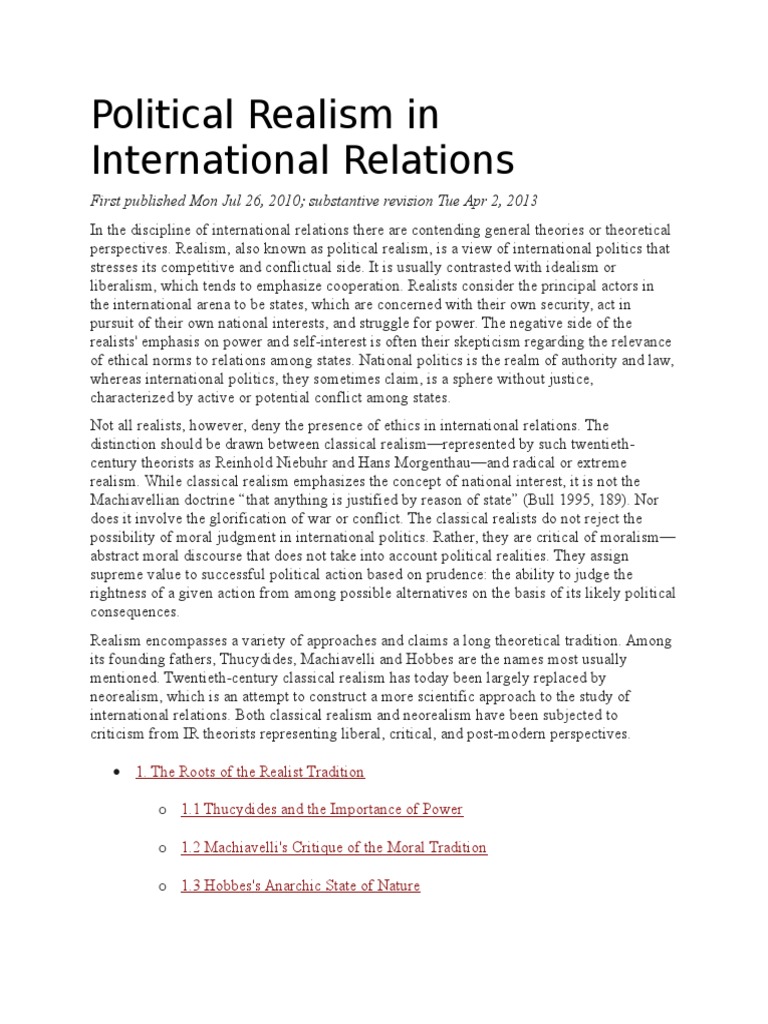 Political Realism in International Relations | International Relations ...
