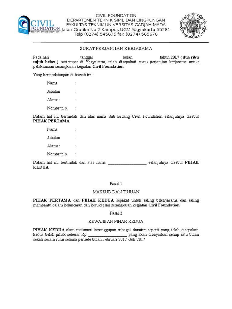 Contoh MoU Donatur Yayasan | PDF