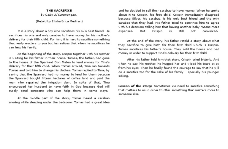 by Celso Al Carunungan.: The Sacrifice