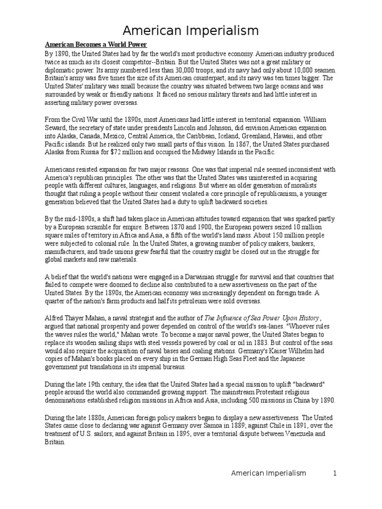 American Imperialism Reading | PDF | Panama Canal | The United States